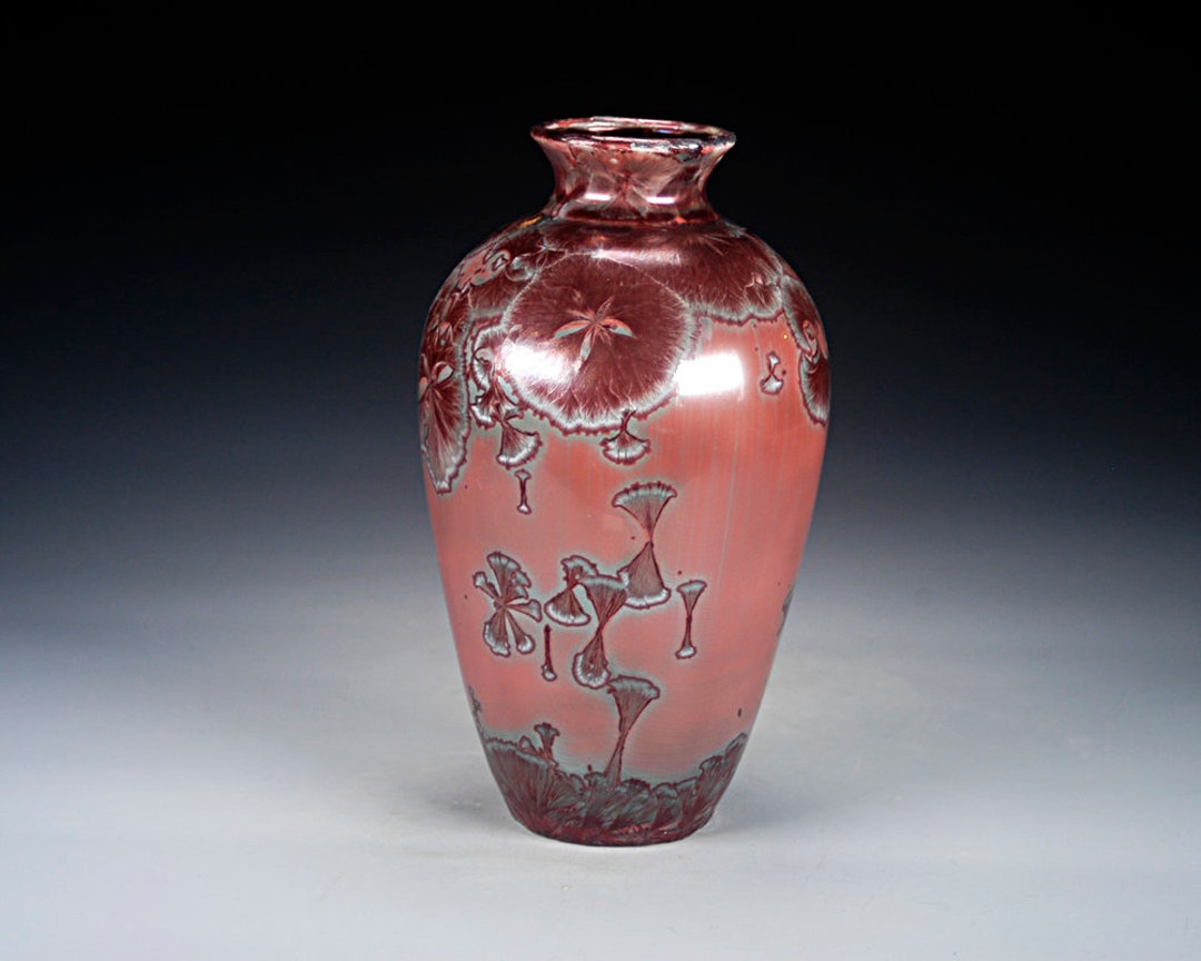 Porcelain Vase - Red and Green - Crystalline Glaze - Hand Made Pottery ...