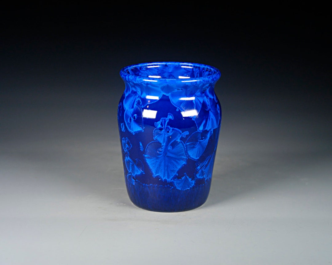 Jarrón de cerámica Azul Esmalte cristalino sobre porcelana de alta ...