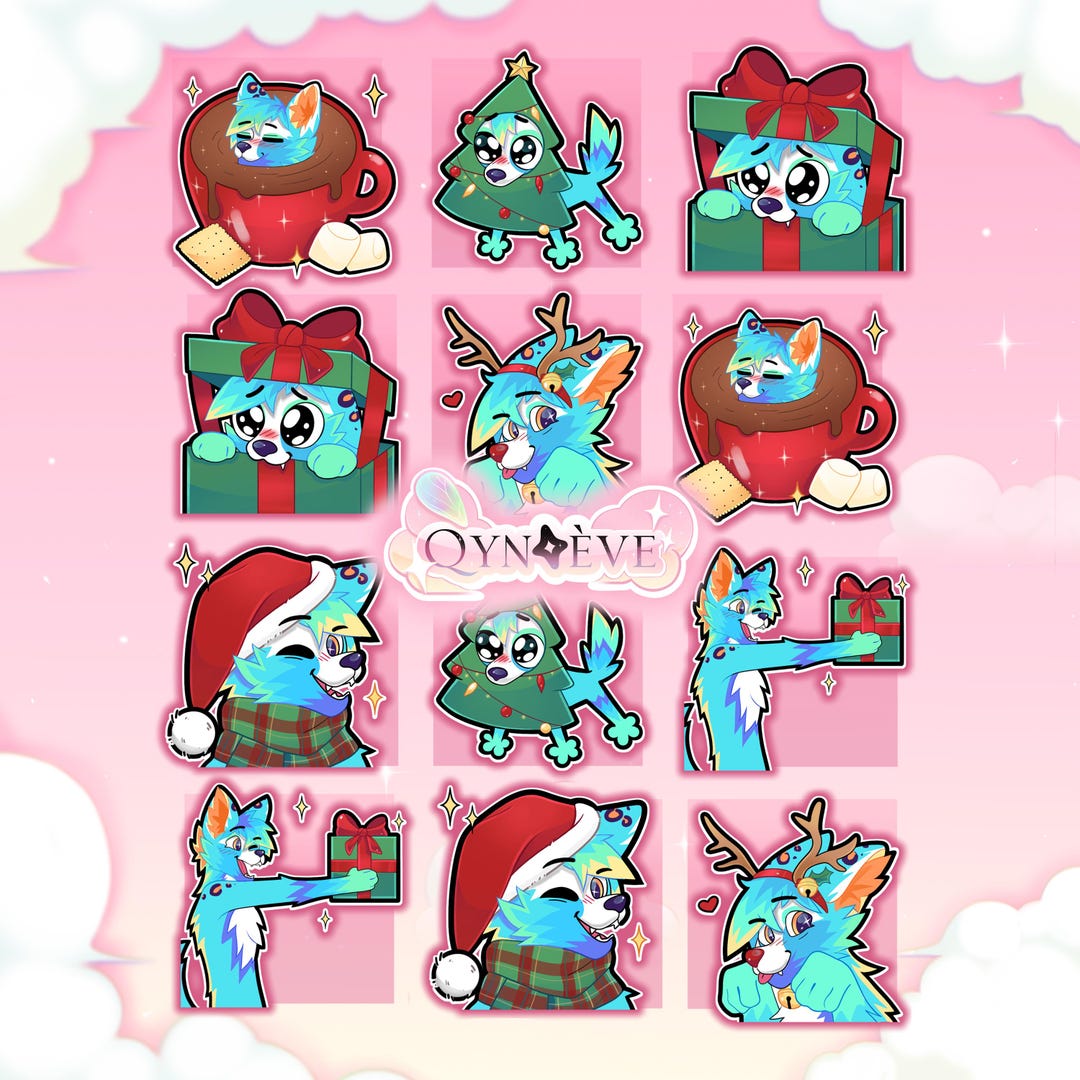 Christmas Male Canine YCH Bases Emote/sticker Pack | Furry Twitch ...