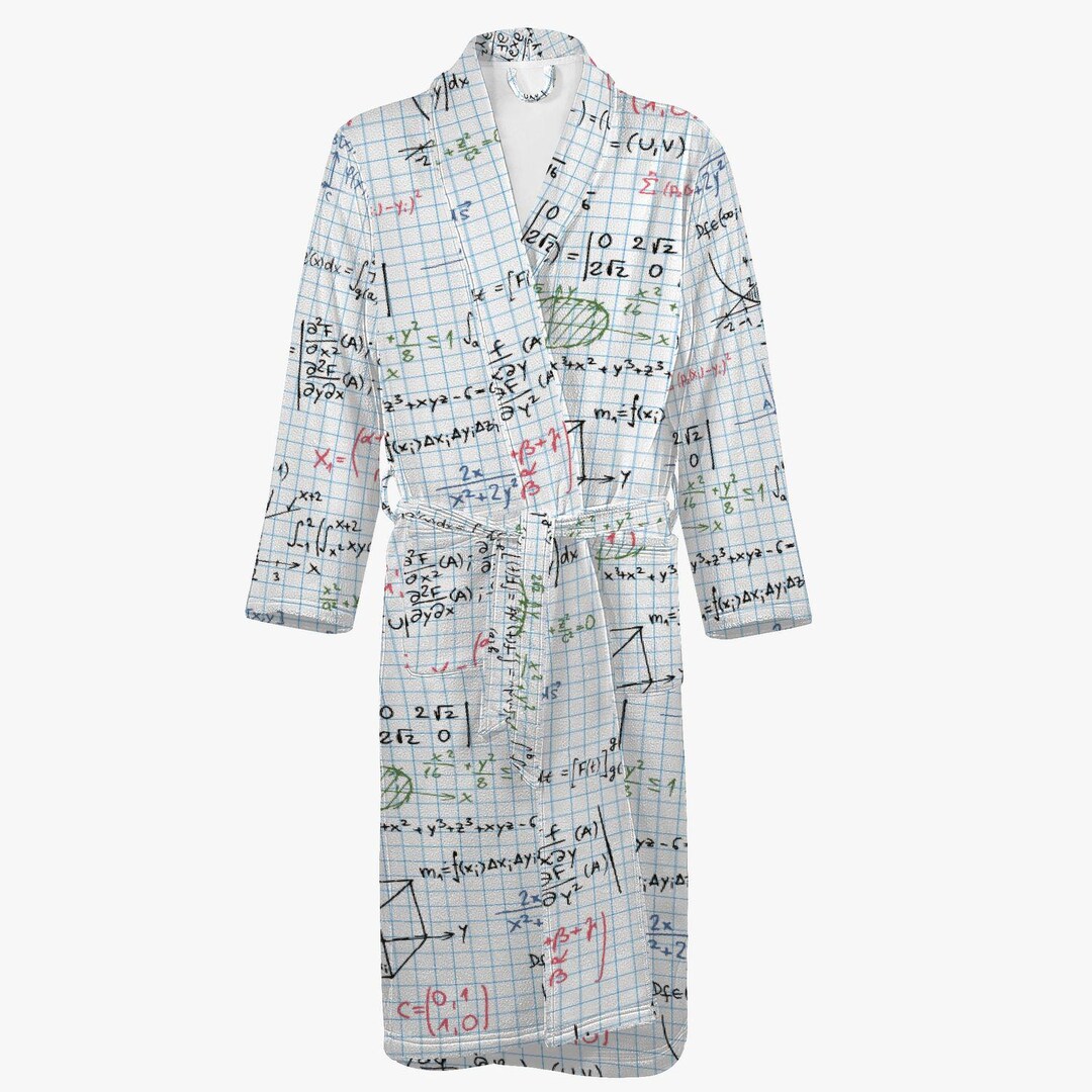 Checkered Women's Men's Bathrobe, Funny Dressing Gown Mathematics ...