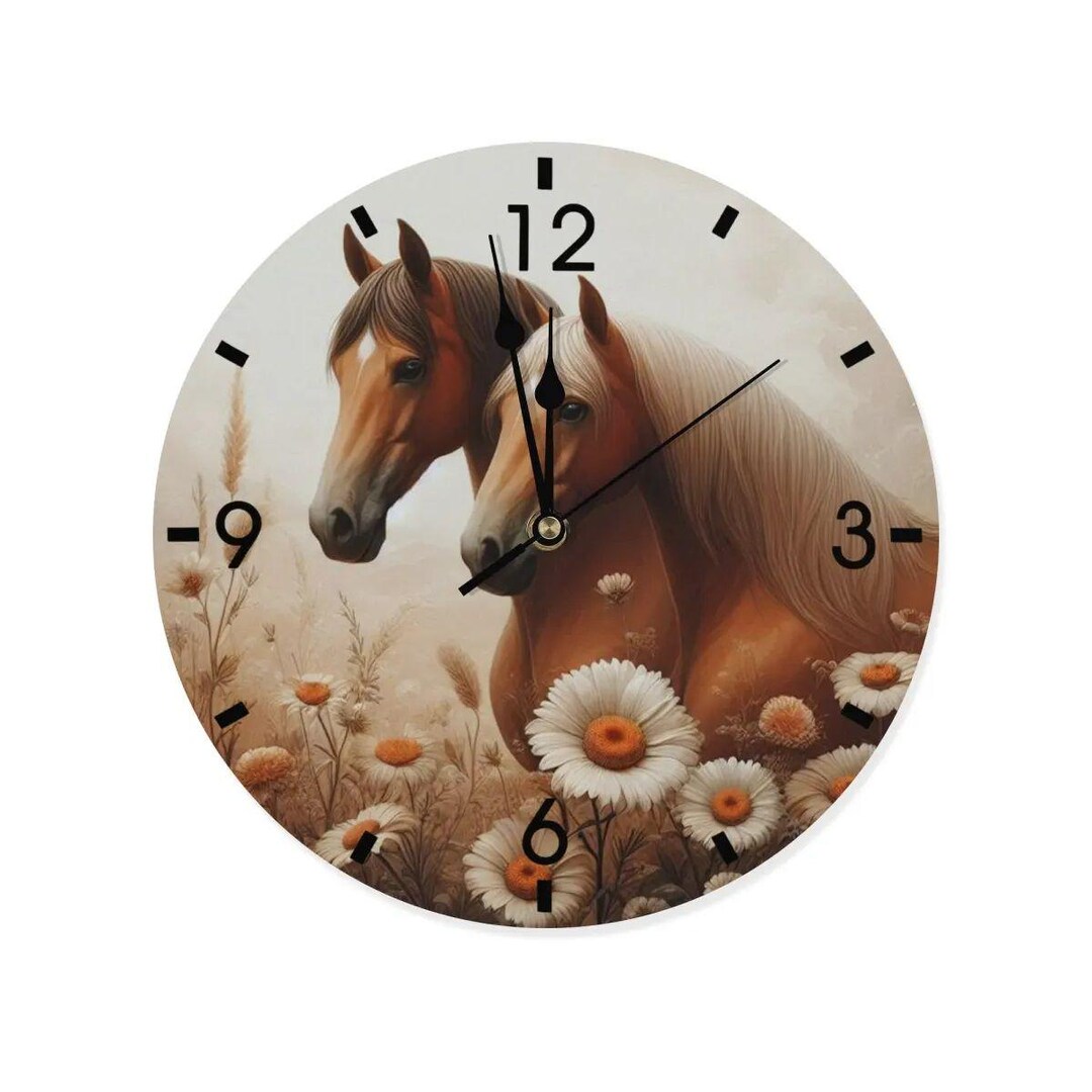 Wall Clock With Horse Motif Wooden Clock in Country House Style for the ...
