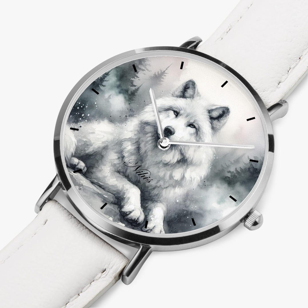 Ladies Watch White Wolf, Mystical Leather Watch, Children's Watch With ...