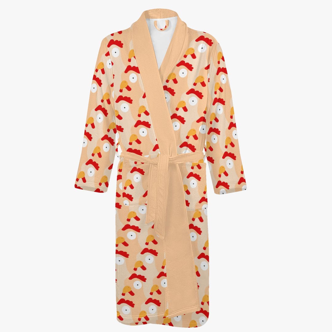 Dressing Gown With Funny Chicken Pattern – Funny Bathrobe, Cozy Robe ...