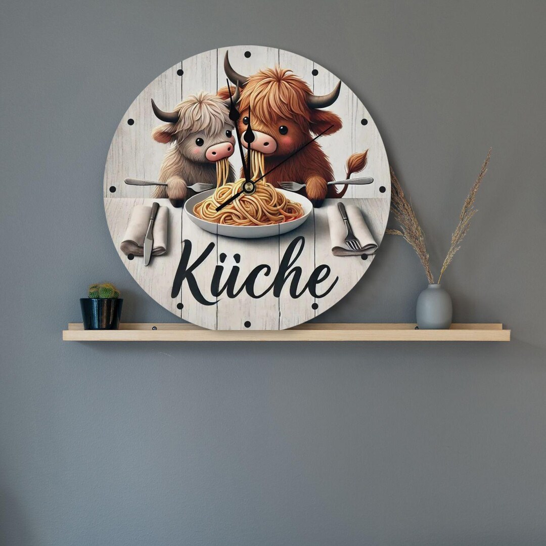 Wooden Wall Clock, Round Wooden Clock, Rustic Wall Clock, Country House ...