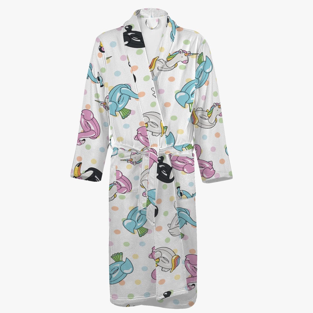 Fluffy Women's and Men's Bathrobe White, Funny Bath Animal Dressing ...