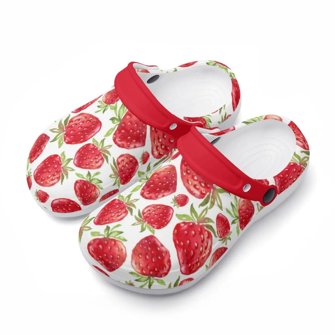 Strawberry Print Clogs, Men's Clogs, Garden Shoes, Strawberry Pattern ...