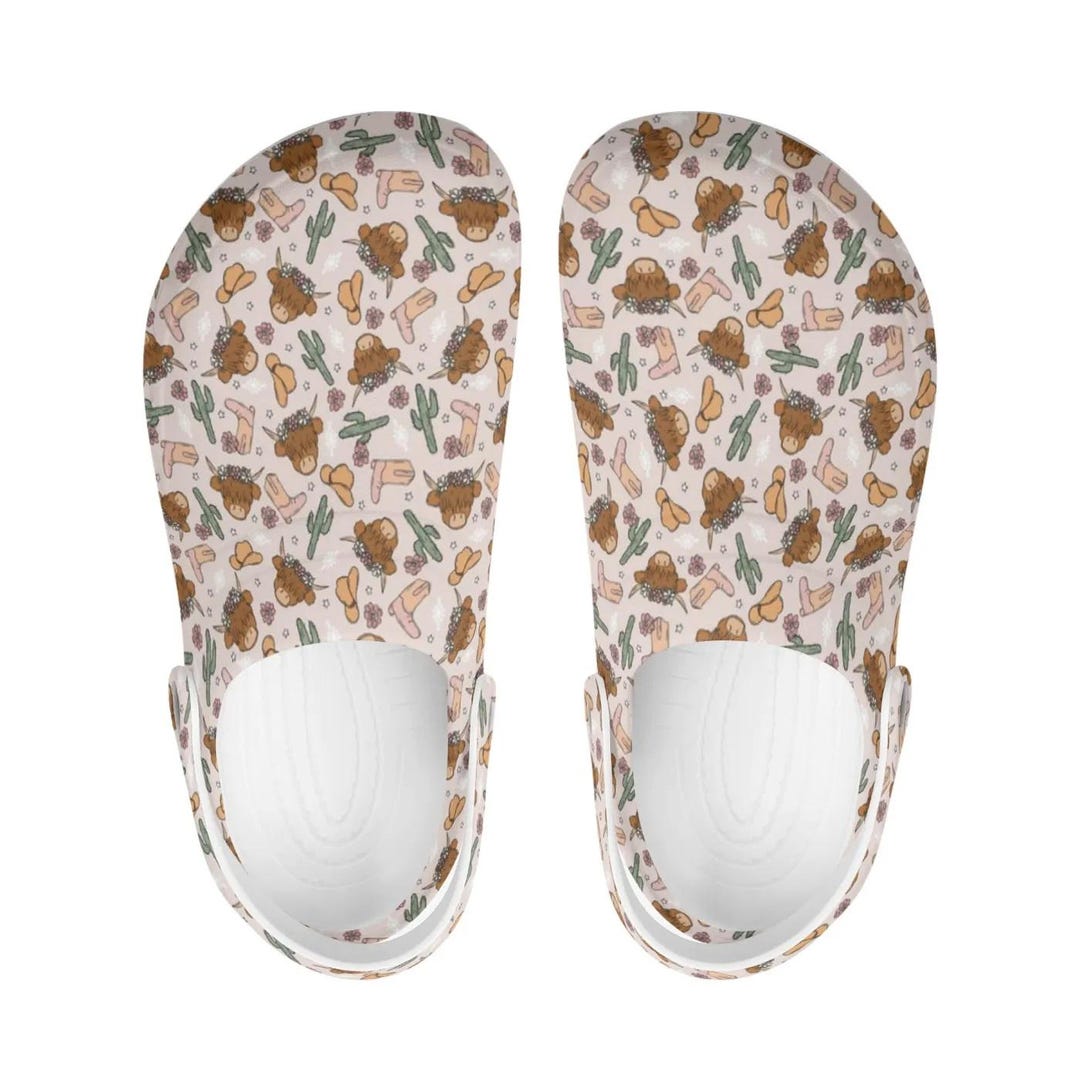 Women's Cow Print Clogs, Highland Cow Clogs, Western Cow Sandals ...