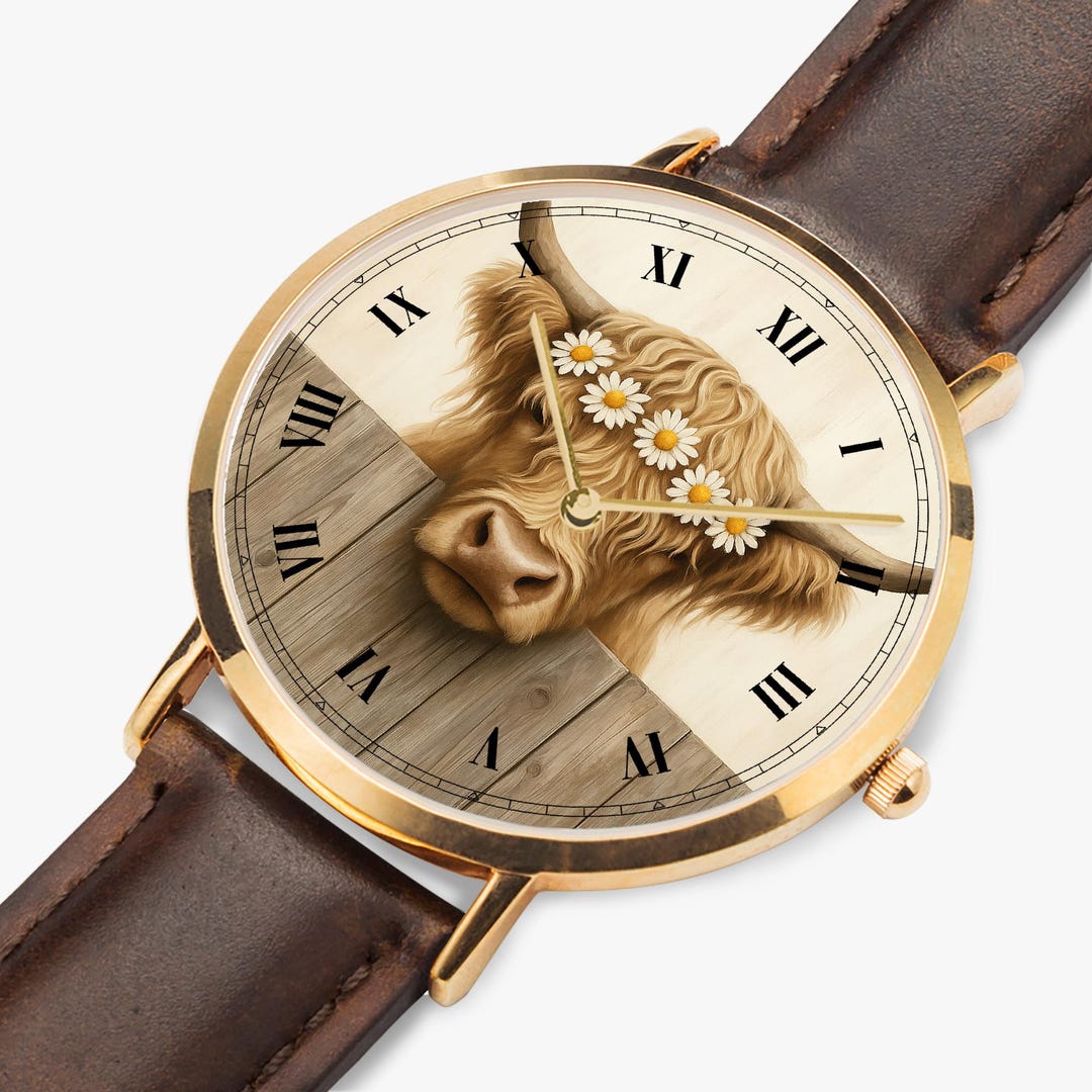 Country House Watch With Highland Cow Motif for Women, Girls' Watch ...