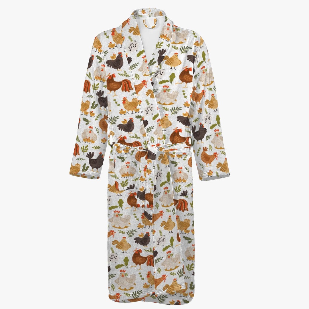 Funny Chicken Women's Men's Bathrobe, Chicken Design Dressing Gown ...