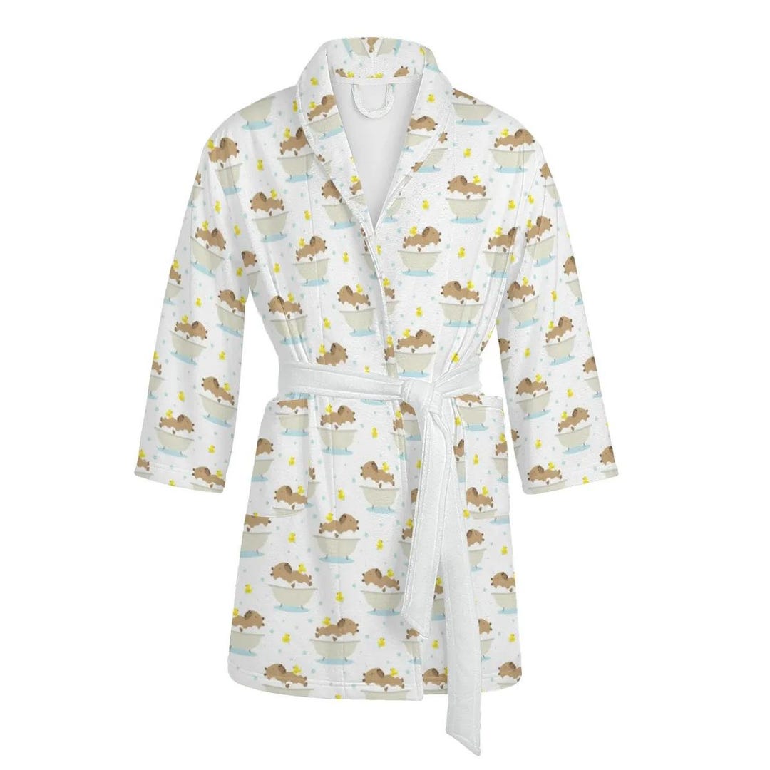 Capybara Bathrobe Unisex – Funny Dressing Gown Bathtub Motif – Cartoon ...