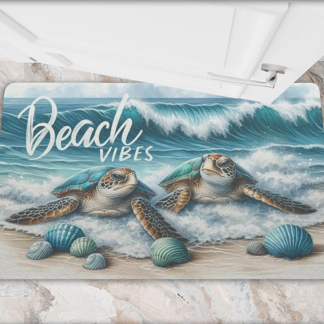 Maritime Turtle Doormat, Beach Doormat, Ocean Floor Mat, Beach Vibes ...