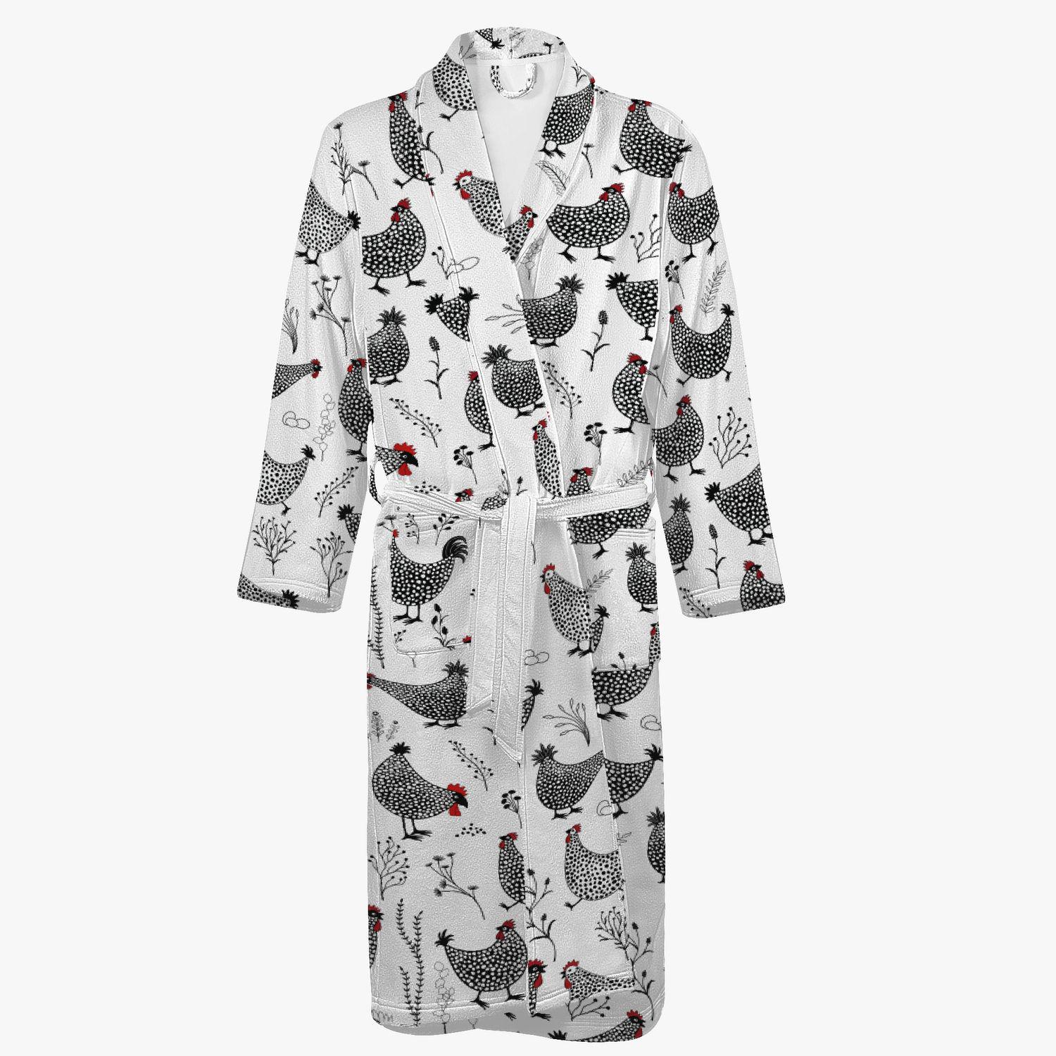 Cozy Chicken Design Bathrobe for Women | Chicken Pattern Dressing Gown ...