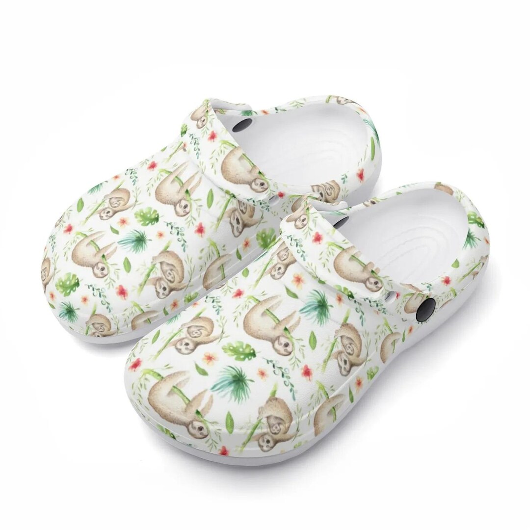White Women's Children's Clogs Sandals, Slippers Mules With Sloth ...