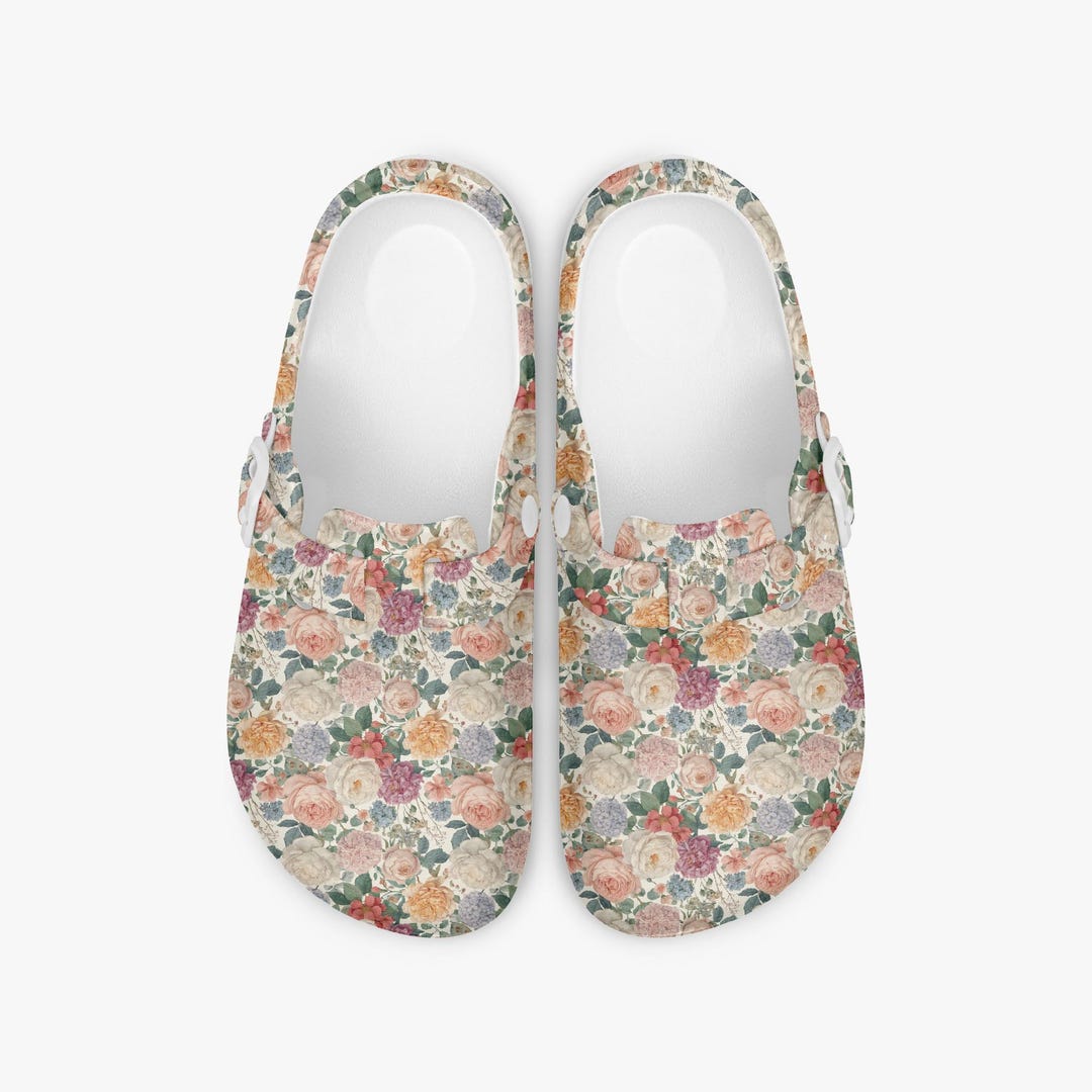 EVA Clogs Floral Vintage Pattern – Comfortable Nursing Shoes for Women ...