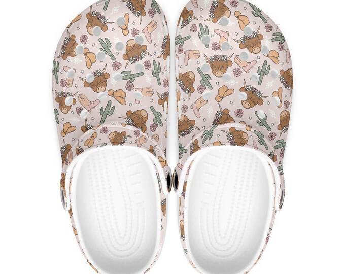 Women's Cow Clogs, Highland Cow Clogs, Western Cow Sandals, Scottish ...