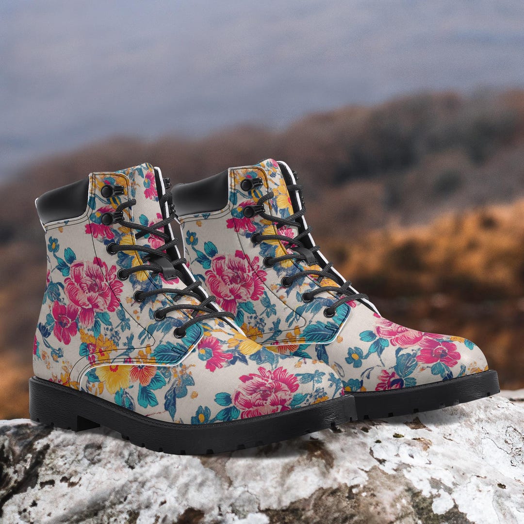 Unusual Colorful Women's Ankle Boots - Floral Boots for Women, Vegan ...