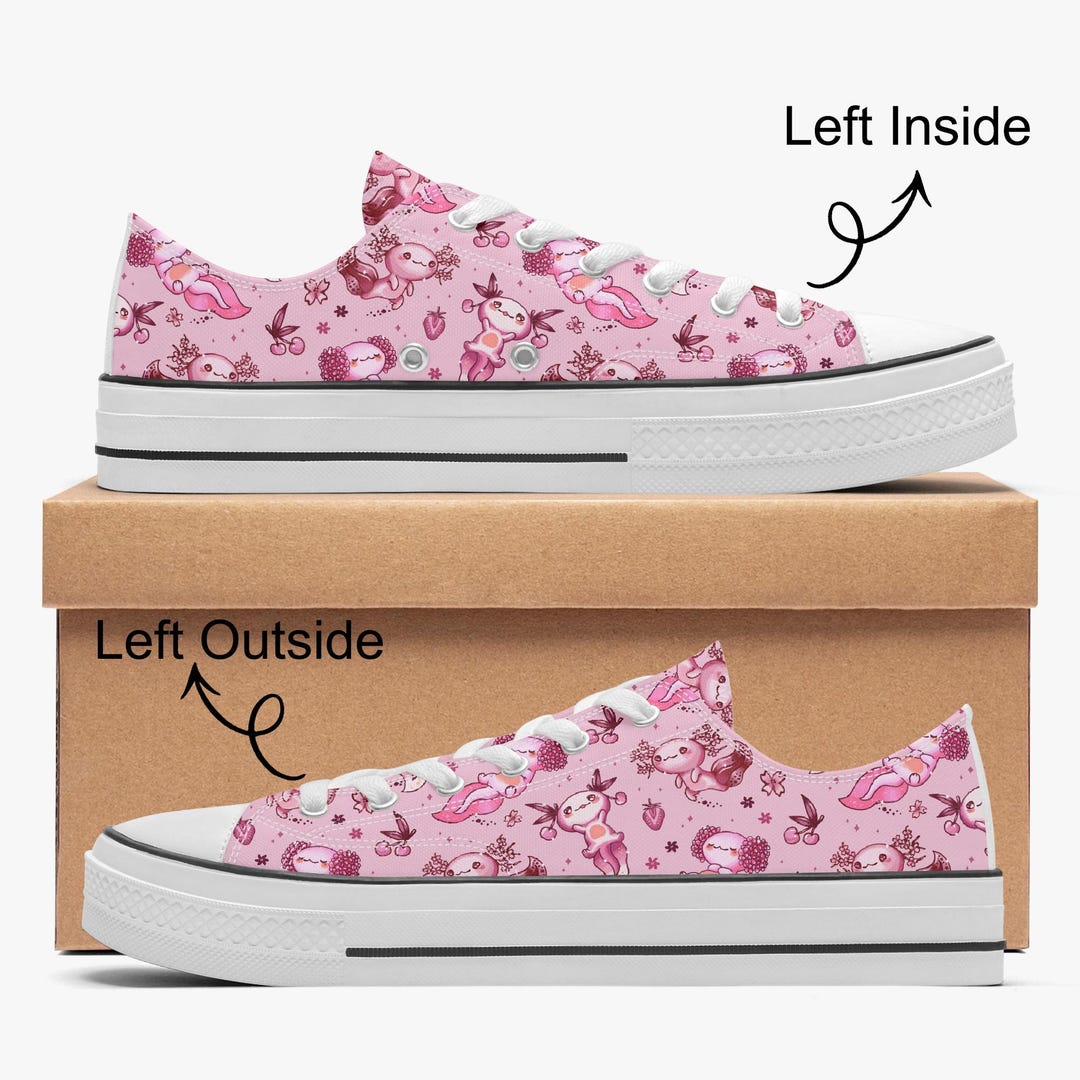 Pink Canvas Women's Shoes Axolotl Low Top Axolotl Shoes Children's ...