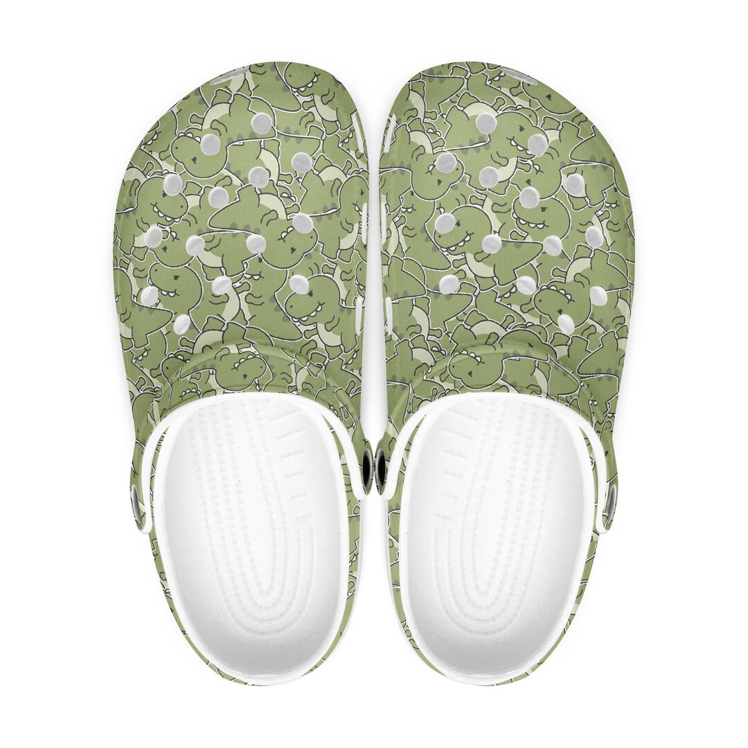 Green Dinosaur Clogs Sandals, Men, Women Kids Slippers Kawaii Dino ...