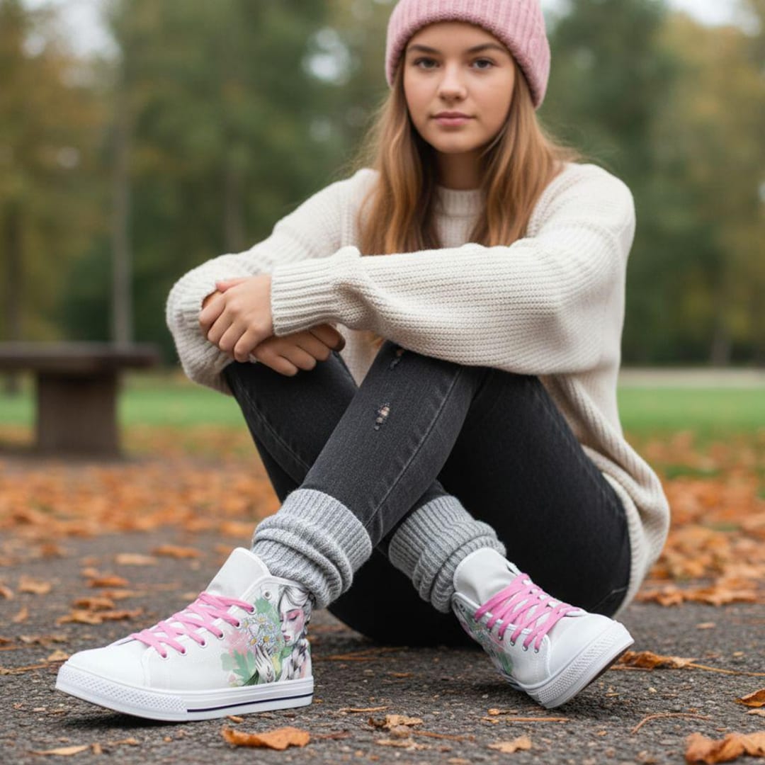 Romantic High Top Sneaker Flower Girl Design – Pastel Colors Girls ...