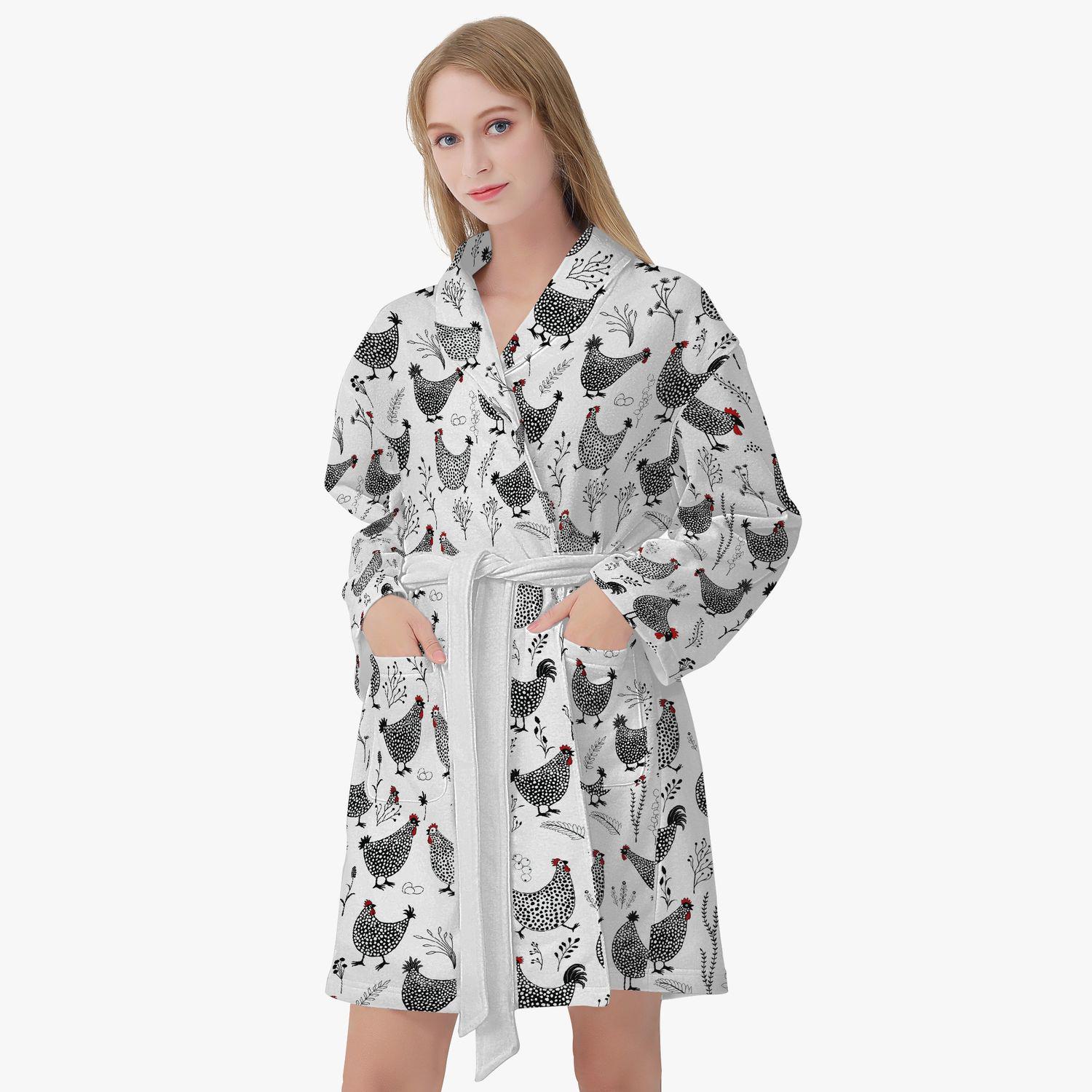 Cozy Chicken Design Bathrobe for Women | Chicken Pattern Dressing Gown ...