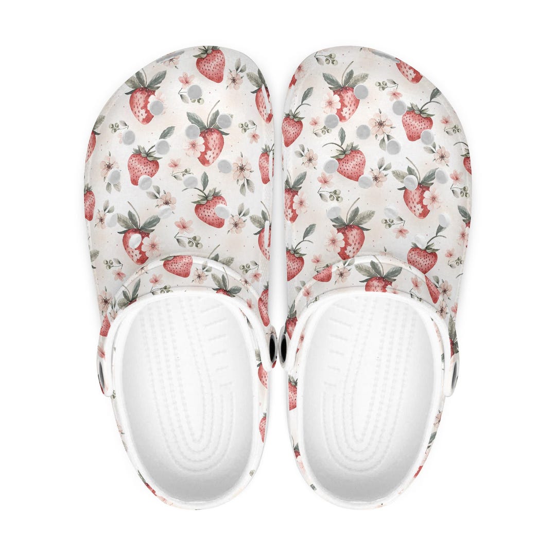 Beige Men's Women's Rubber Clogs, Strawberry Clogs for Children ...