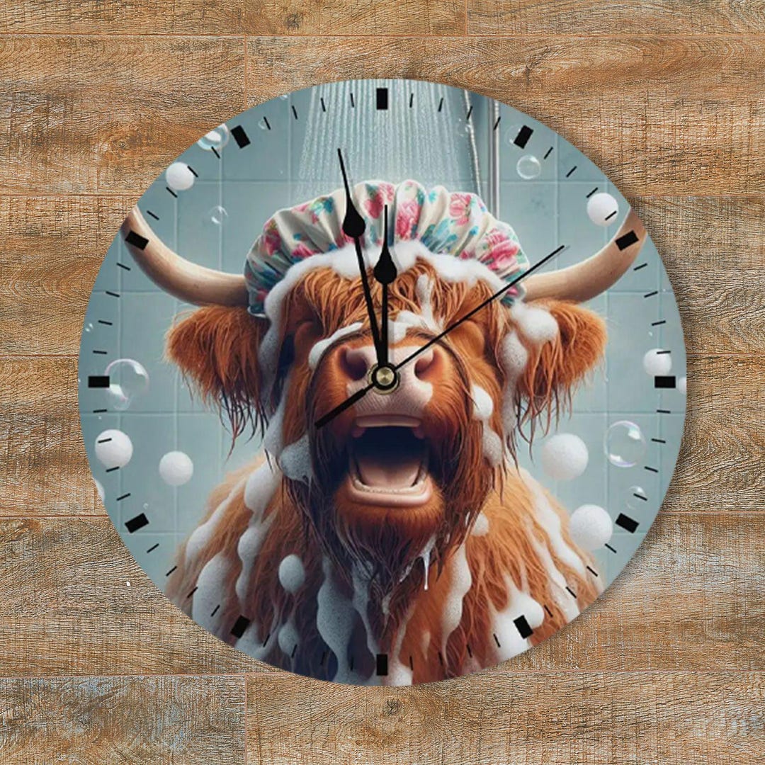 Funny Bathroom Clock, Wall Clock With Cow, Original Wooden Clock ...