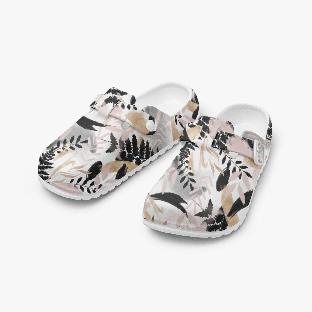 Modern Clogs With a Botanical Pattern – Floral Nursing Clogs for Women ...