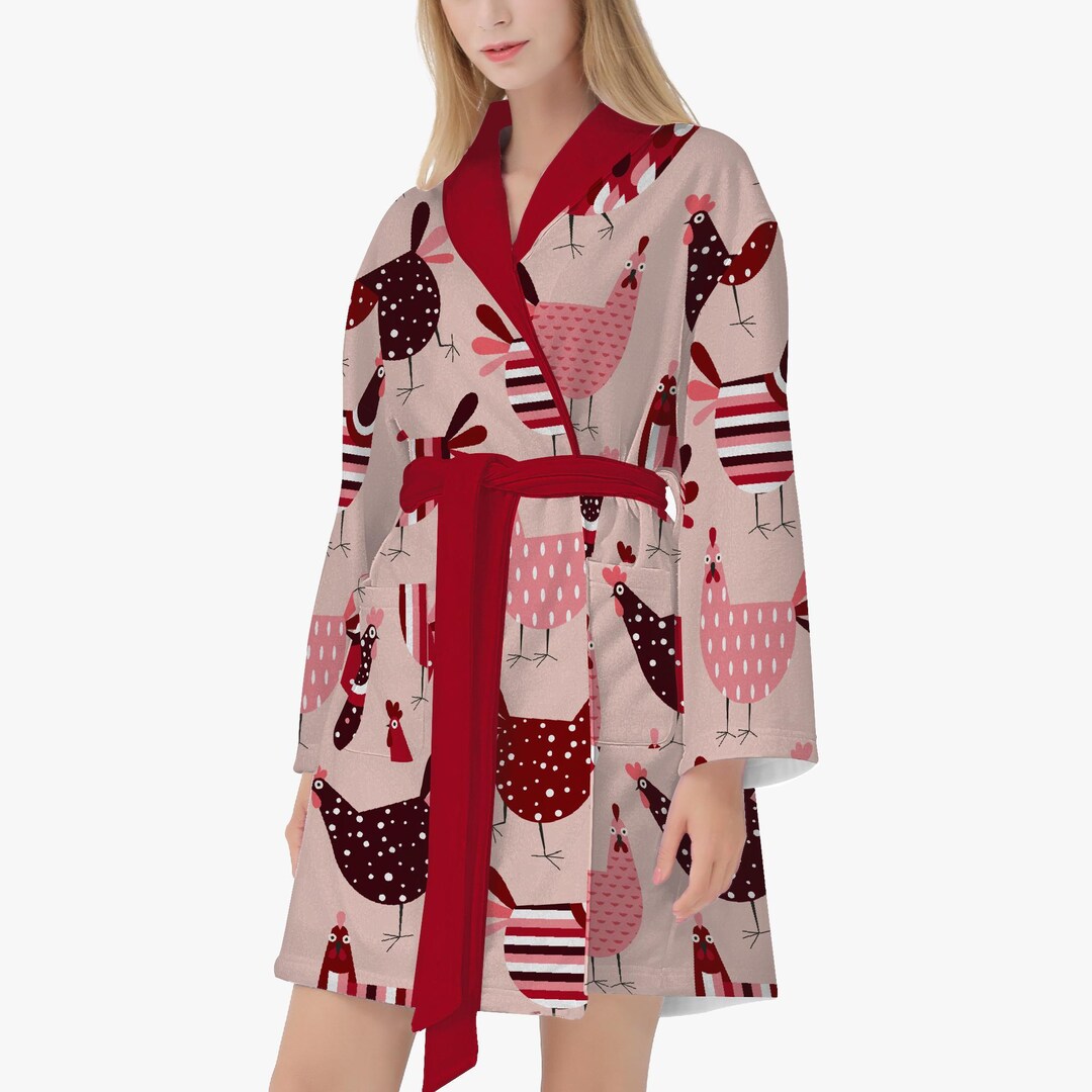 Fluffy Women's Men's Chicken Bathrobe, Funny Chicken Design Dressing ...