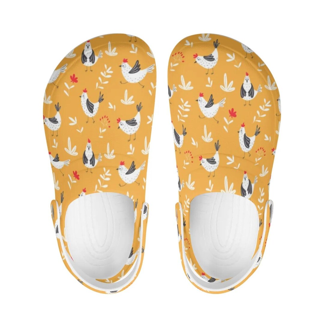Yellow Women's and Men's Rubber Clogs Shoes, Funny Chicken Pattern ...