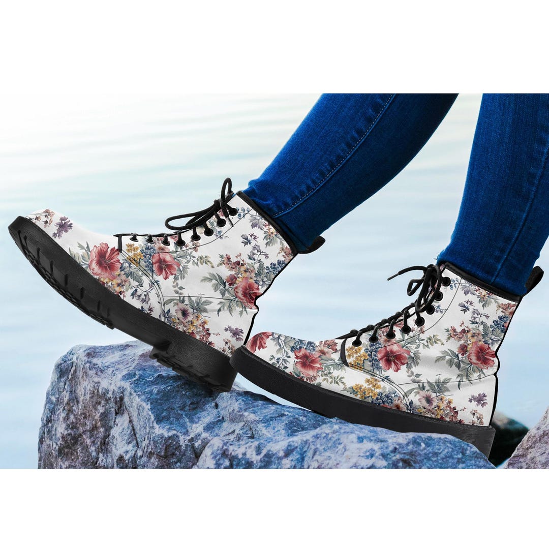White Women's Floral Boots | Flower Design Boots for Women | Children's ...