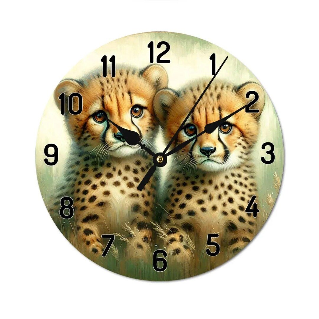 Silent Cheetah Wall Clock for Boys & Girls | Safari Animal Children's ...