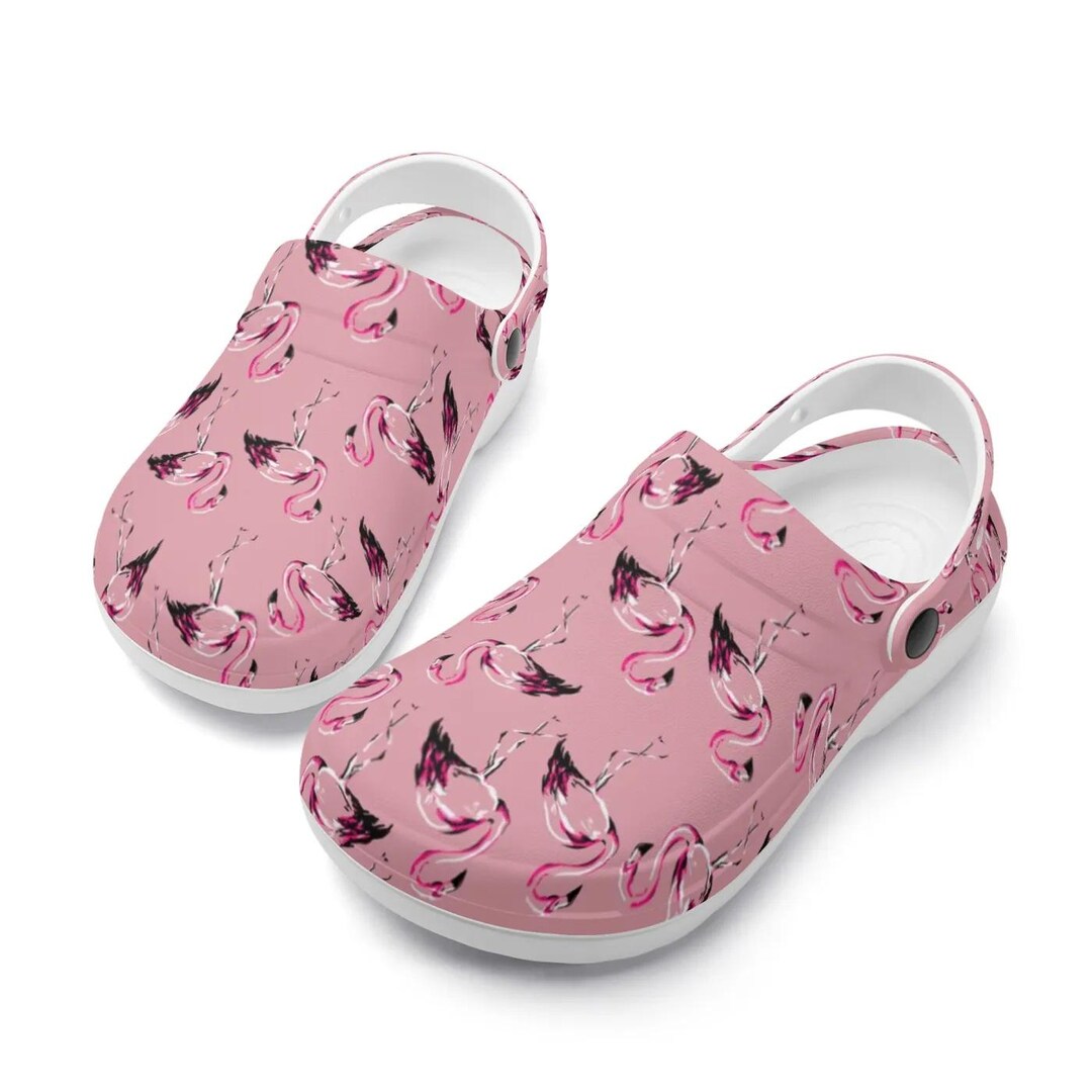 Pink Flamingo Women Girls Clogs Sandals, Flamingo Print Women's Shoes ...