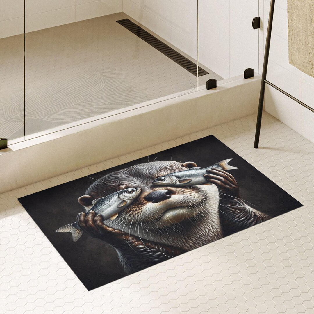 Funny Bathroom Mat Otter Design Floor Mat Bath Mat With Otter Motif ...