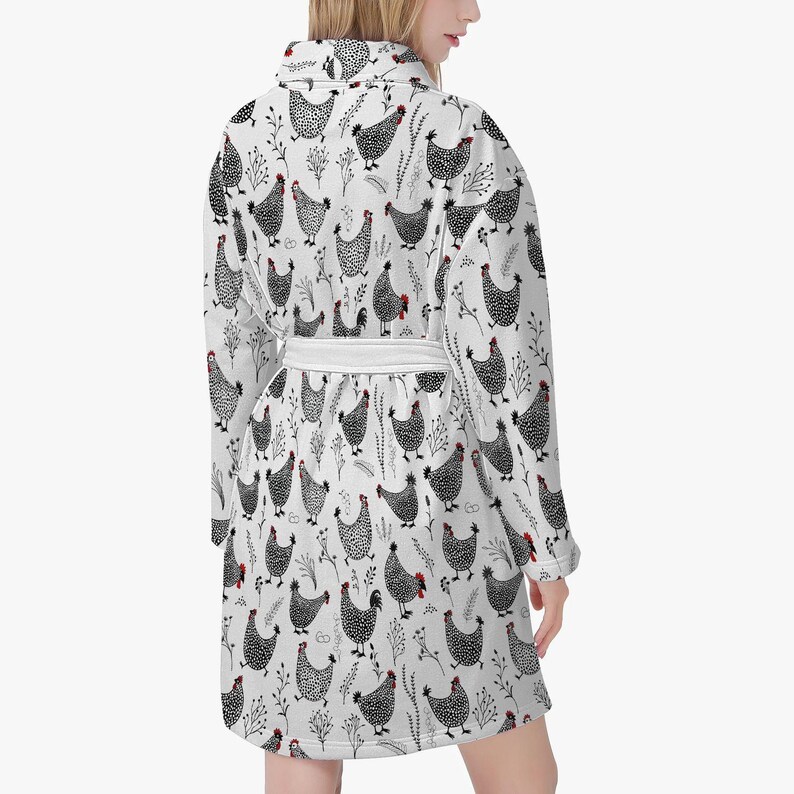 Cozy Chicken Design Bathrobe for Women | Chicken Pattern Dressing Gown ...