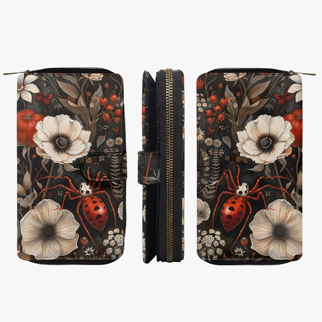 Spider Wallet – Gothic Nature Wallet for Women With Flowers and Insects ...