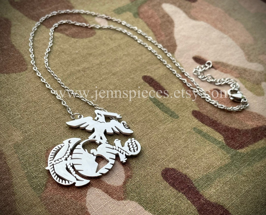 MARINE Necklace EGA USMC Eagle Globe Anchor Usmc Girlfriend Wife Mom ...