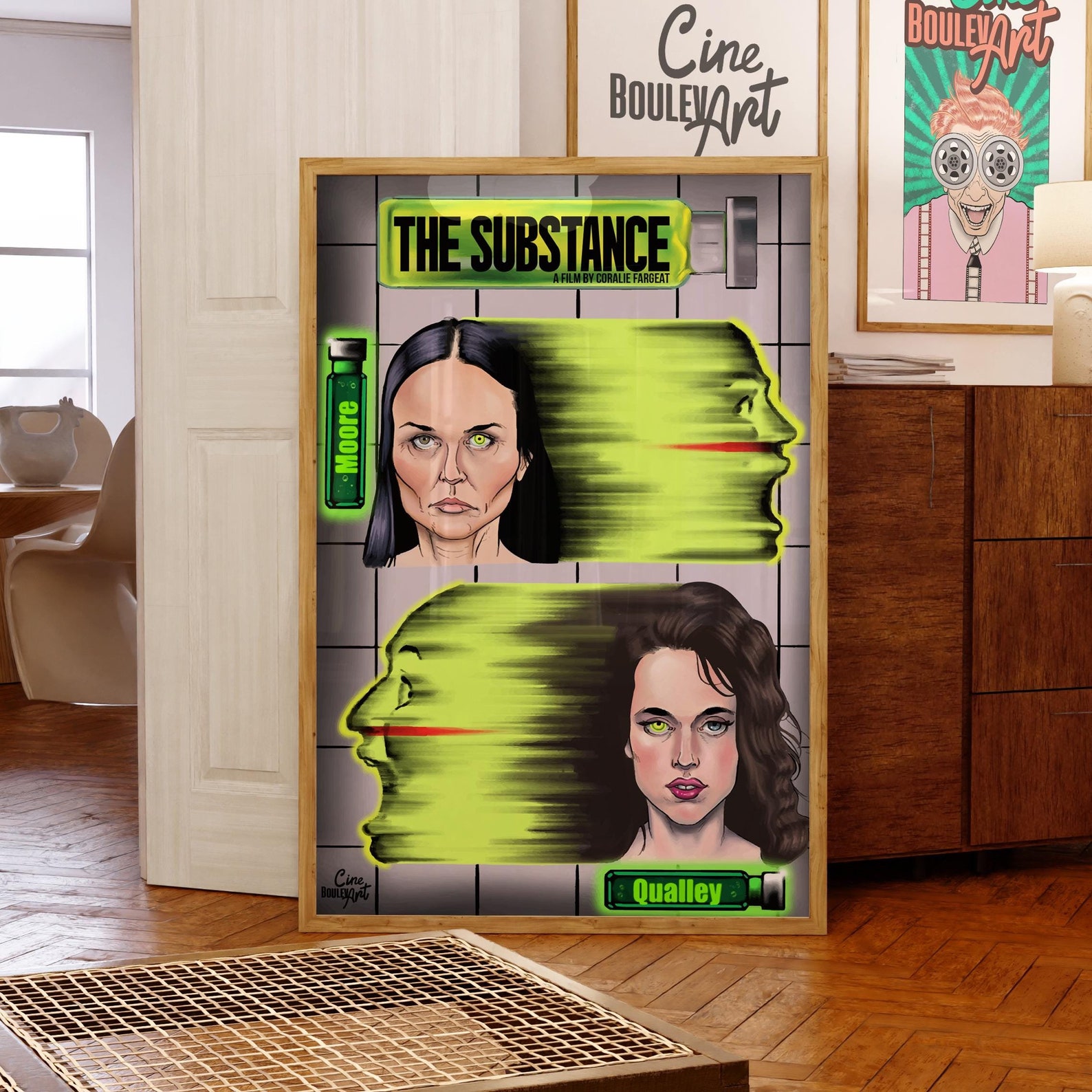 The Substance Illustrated Movie Poster Original Art Featuring Demi ...
