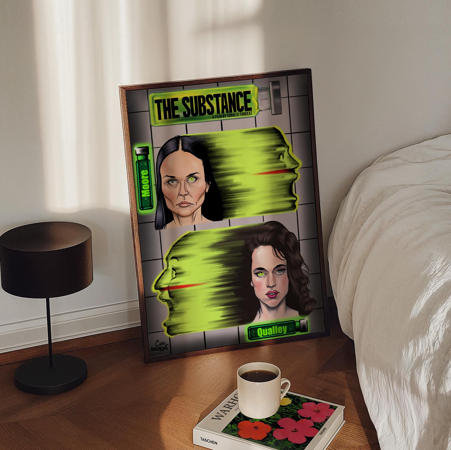 The Substance Illustrated Movie Poster Original Art Featuring Demi ...