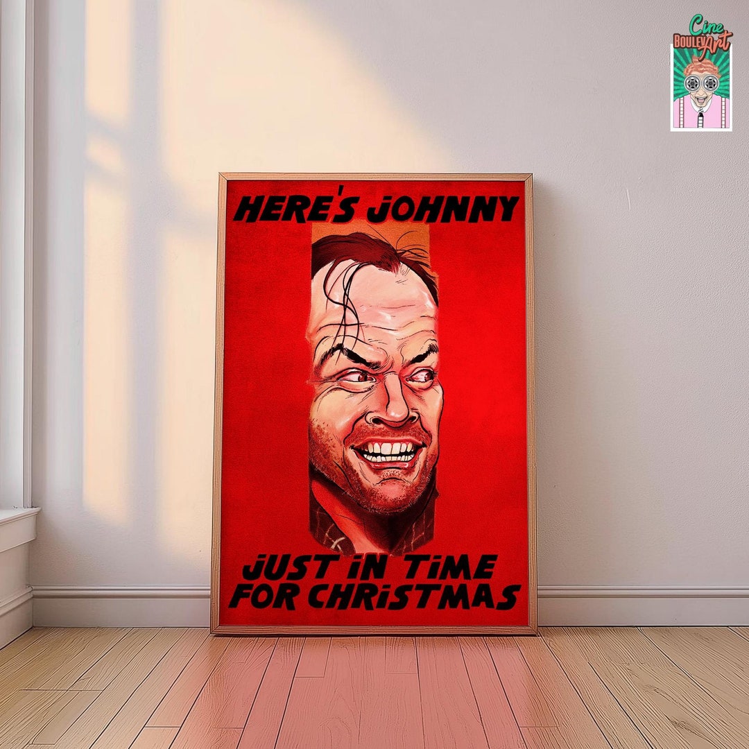 Heres Johnny Christmas Poster, Jack Nicholson Horror Holiday Art Print ...