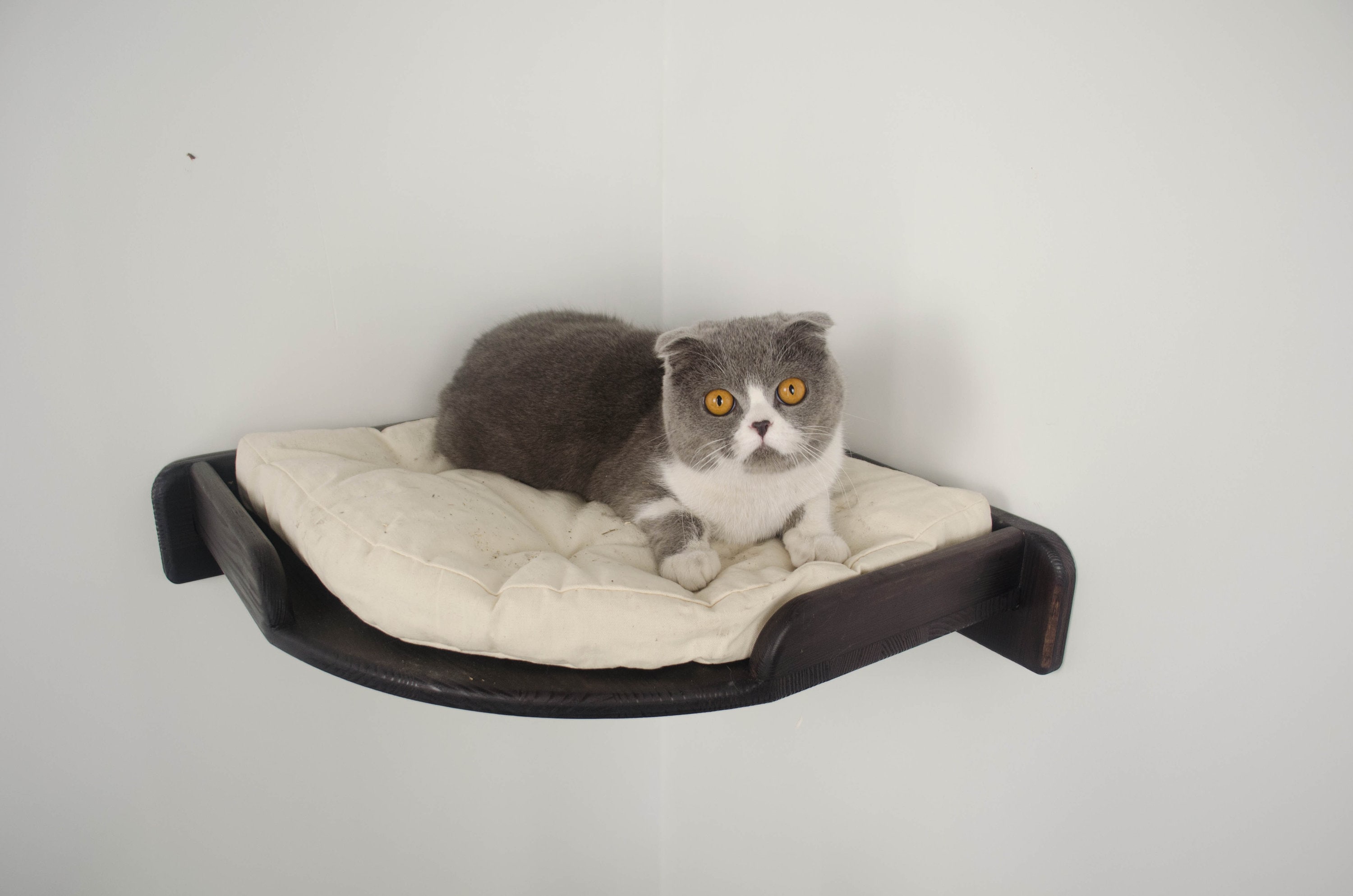 Wood Cat Wall Hanging Corner Bed, Corner Cat Shelf, Cat Wall Furniture ...