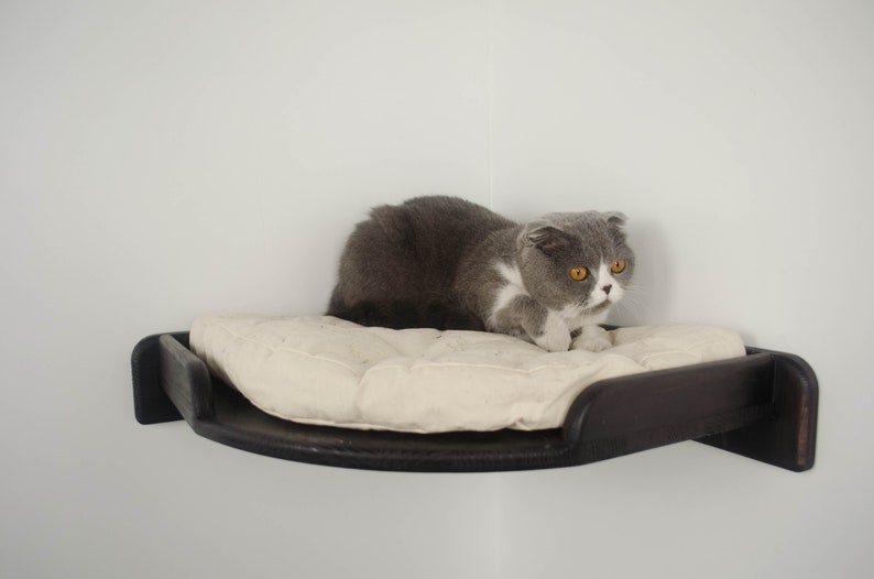 Wood Cat Wall Hanging Corner Bed, Corner Cat Shelf, Cat Wall Furniture ...