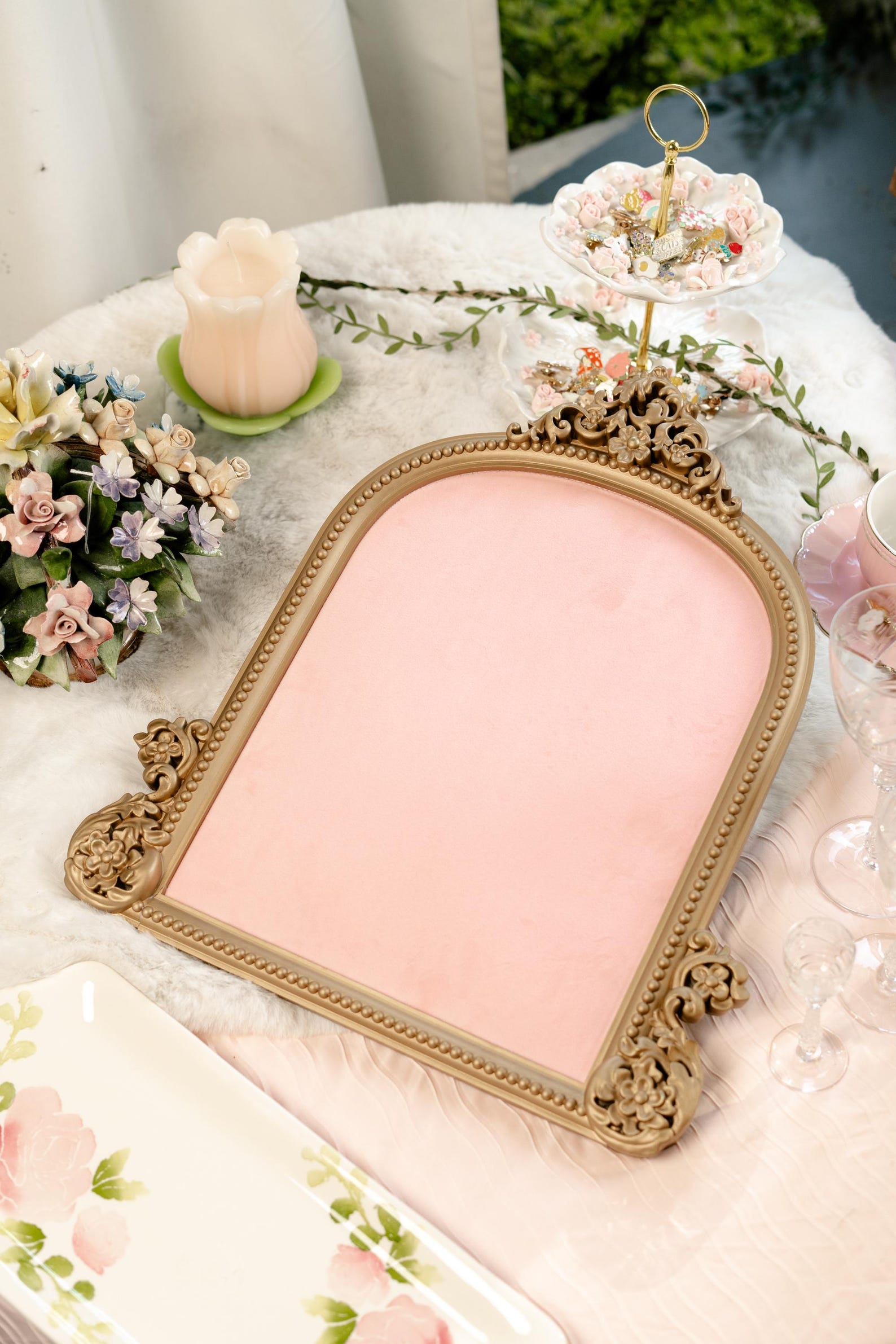 The Gilded Arch Pinboard Velvet Blush Pink - Etsy