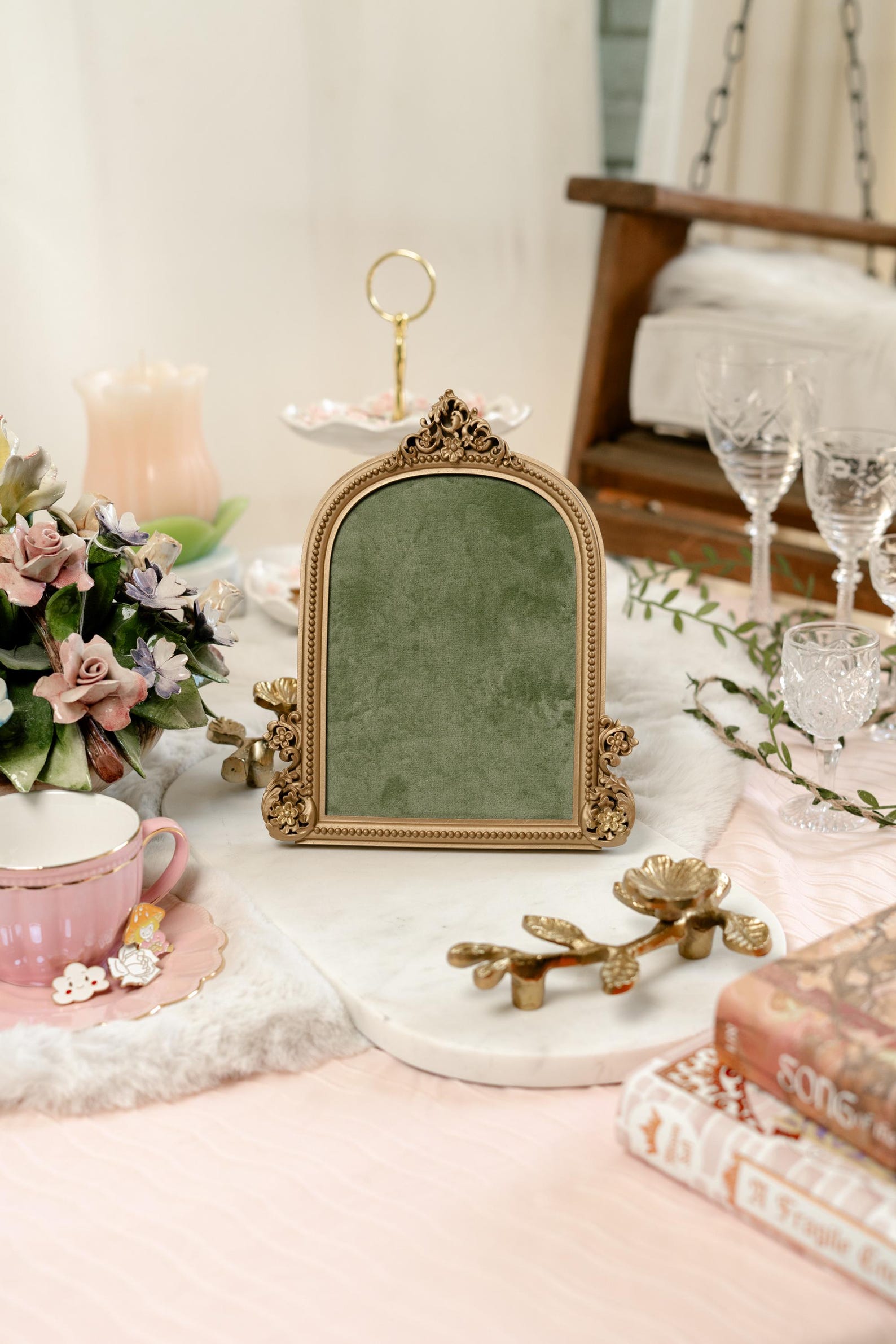 The Gilded Arch Pinboard Velvet Sage - Etsy