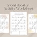 Mood Boosting Activity Worksheet, Mental Health Worksheet, Activity ...