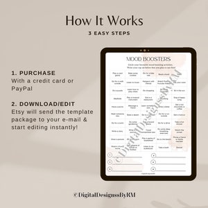 Mood Boosting Activity Worksheet, Mental Health Worksheet, Activity ...
