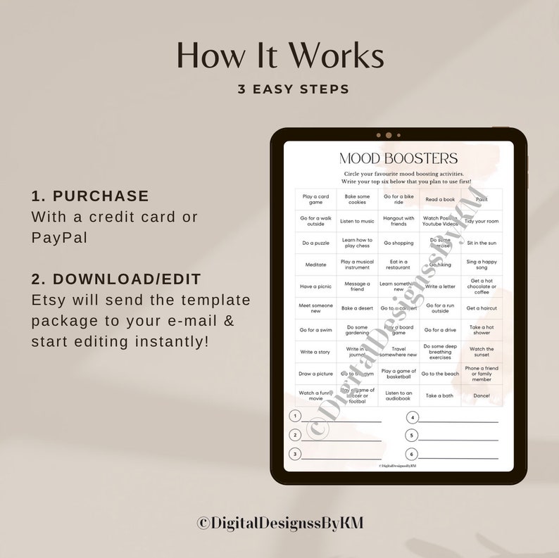Mood Boosting Activity Worksheet, Mental Health Worksheet, Activity ...