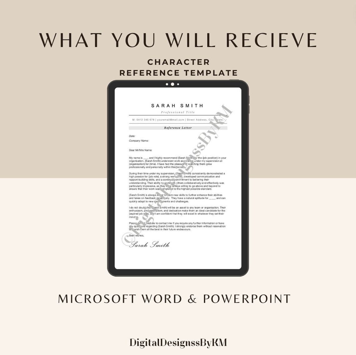 Character Reference Letter Template for Word and Google Docs - Etsy