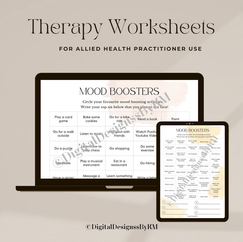 Mood Boosting Activity Worksheet, Mental Health Worksheet, Activity ...