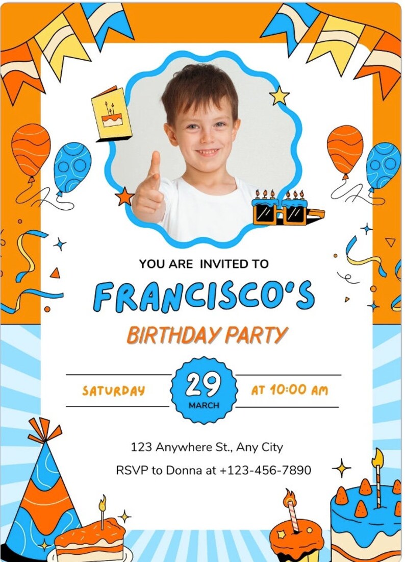 EDITABLE Boys Birthday Party Invitation - Etsy