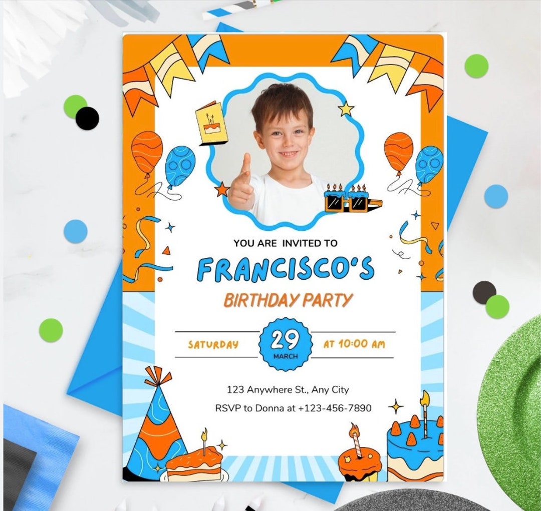 EDITABLE Boys Birthday Party Invitation - Etsy